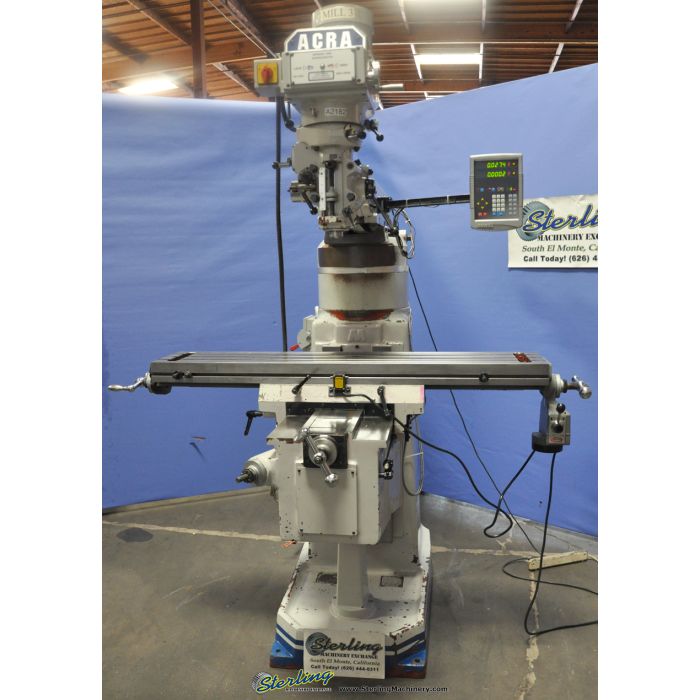 For Sale: 10" x 54" Used Acra Vertical Milling Machine, Mdl. AM3V, Acra ...